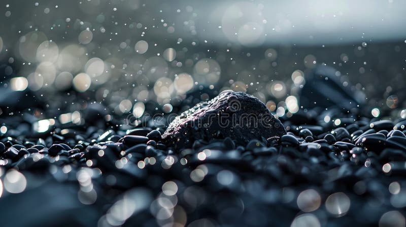 A Black Rock with Water Drops on it Stock Photo - Image of stone, floor ...