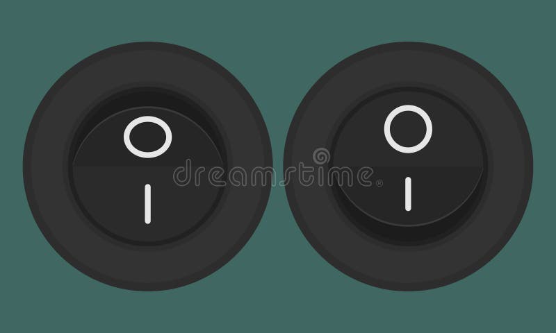 Black Rocker Switch with White Markings Stock Vector - Illustration of ...