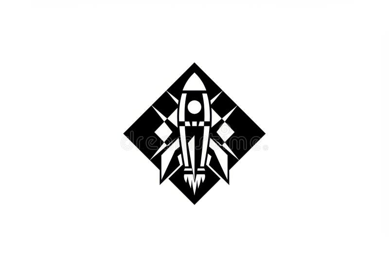 Black Rocket Emblem Isolated on White Background Stock Illustration ...