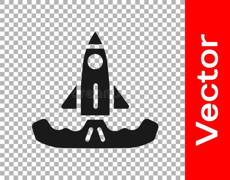 Black Rocket Ship Icon Isolated on Yellow Background. Space Travel ...