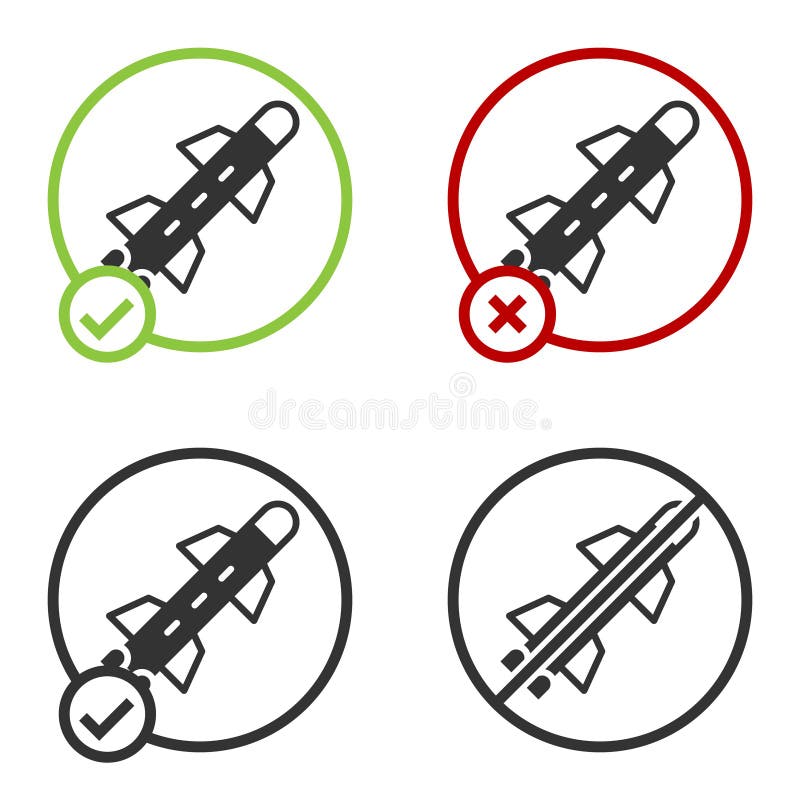 Black Rocket Icon Isolated on White Background. Circle Button Stock ...
