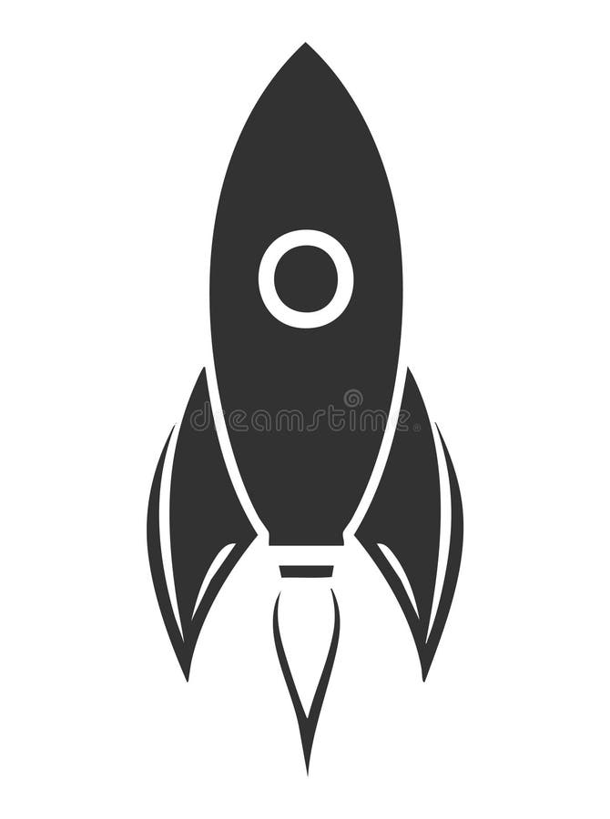 Black Rocket Icon Silhouette Symbolizing Launch and Exploration. Stock ...