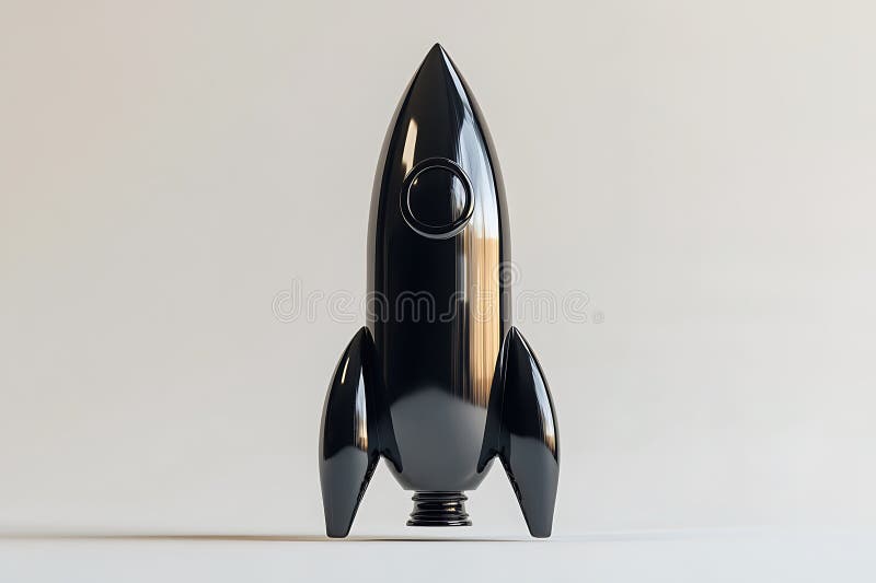 Black Rocket Ship on White Background Ready To Launch Stock ...