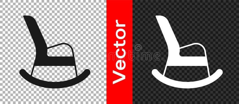 Black Rocking Chair Icon Isolated on Transparent Background. Vector ...