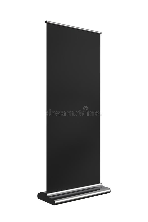 Black Roll Up Banner Display Isolated on White Background. Stock ...