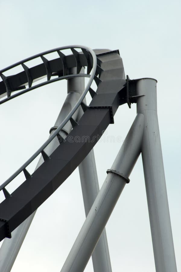 Black Roller Coaster Track and Silver Support Stock Image - Image of ...