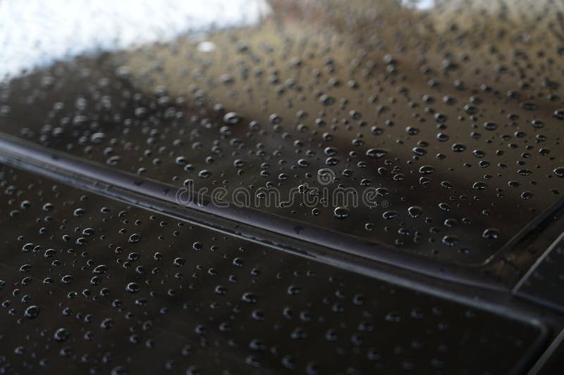 Black Roof Car with Water Drop, Transportation Industry Stock Image ...