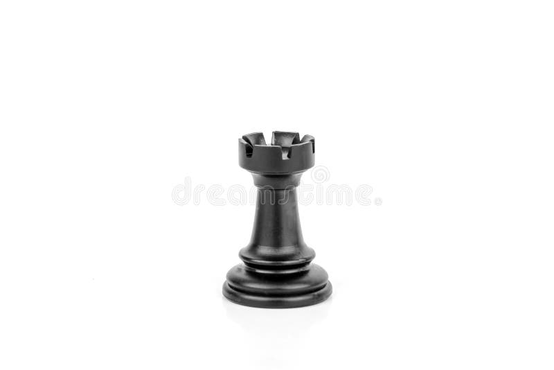 Black Rook Chess Piece Isolated on White Background. the Concept of ...