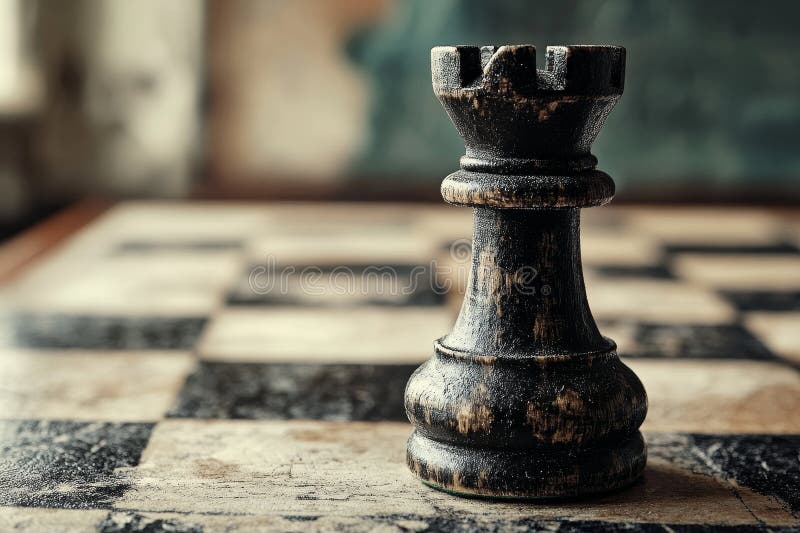 The Black Rook Piece on a Chessboard is a Symbol of Great Fortitude and ...