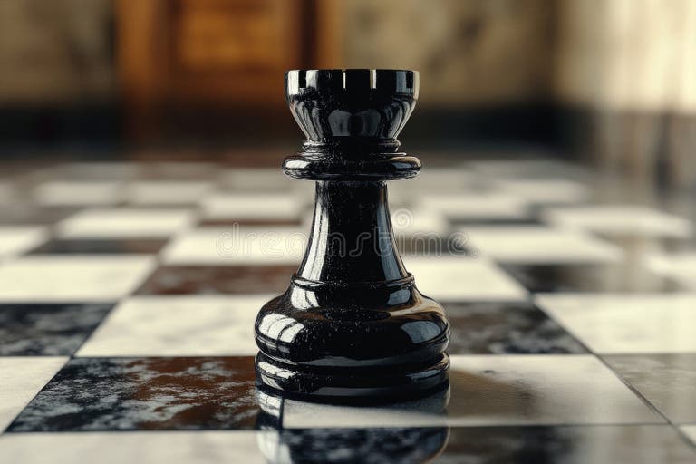 A Black Rook Situated on a Chessboard Signifies a Formidable Tower of ...