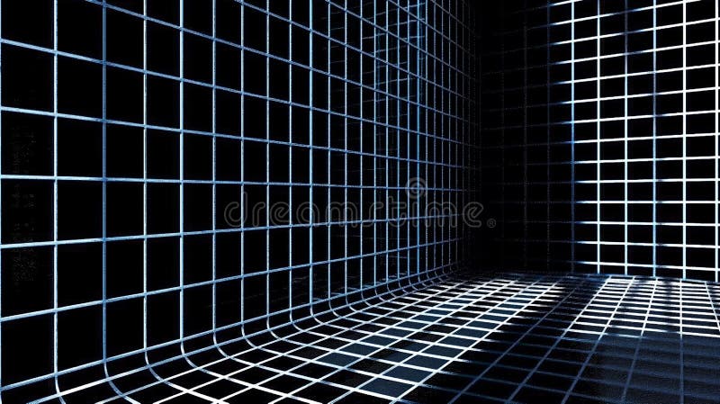Black Room with White Square Grid Stock Illustration - Illustration of ...