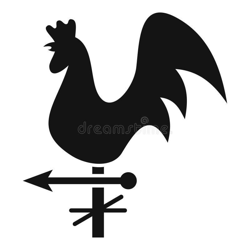 Black Rooster Weather Vane Showing Wind Direction Stock Vector ...