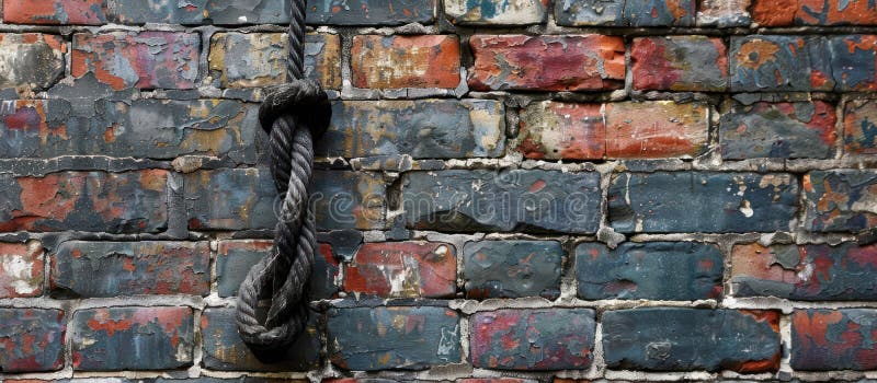 Rope Hanging on Brick Wall stock image. Image of exterior - 309966611