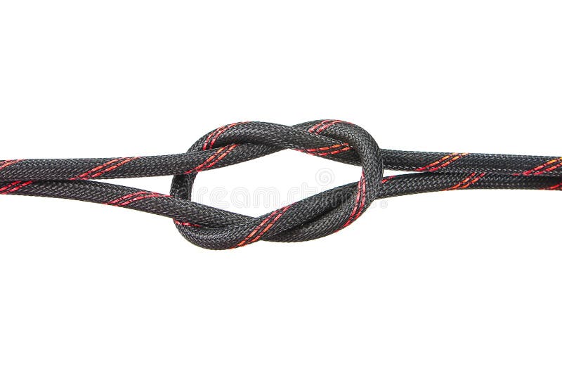 Black Rope with Knots Isolated on White Background Stock Image - Image ...