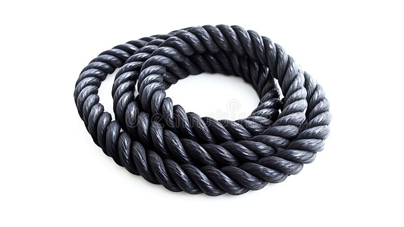A Black Rope is Lying on a White Background Stock Photo - Image of ...