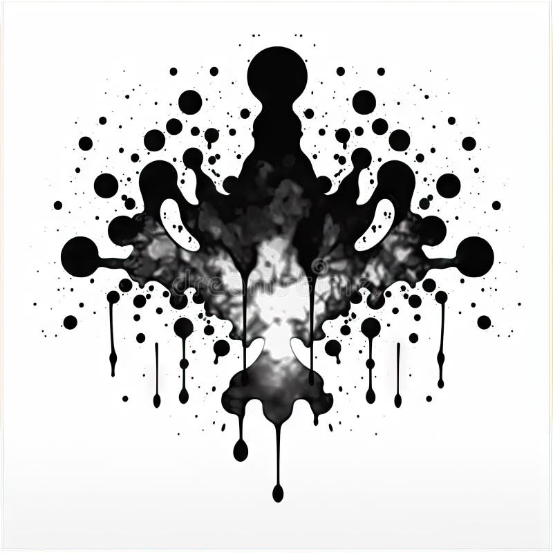 Black Rorschach Inkblot with Interesting Shape on a White Background ...