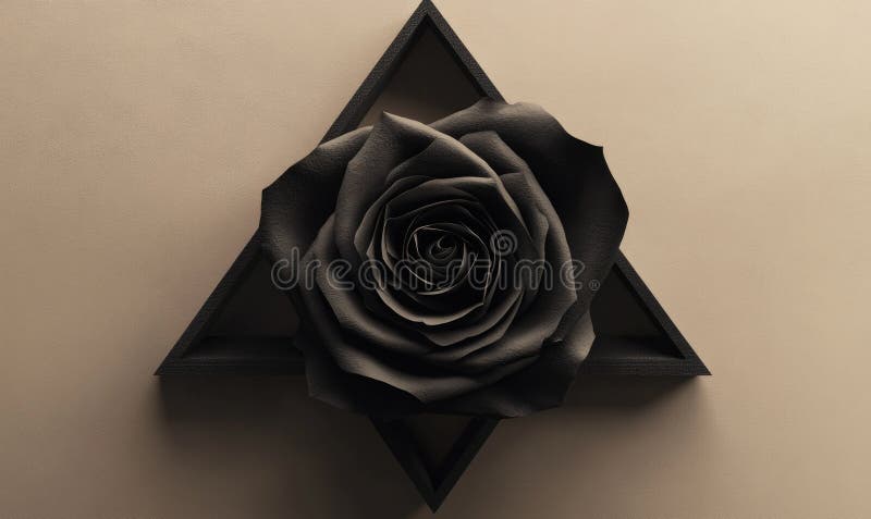 A Black Rose is in the Center of a Triangle Stock Image - Image of ...