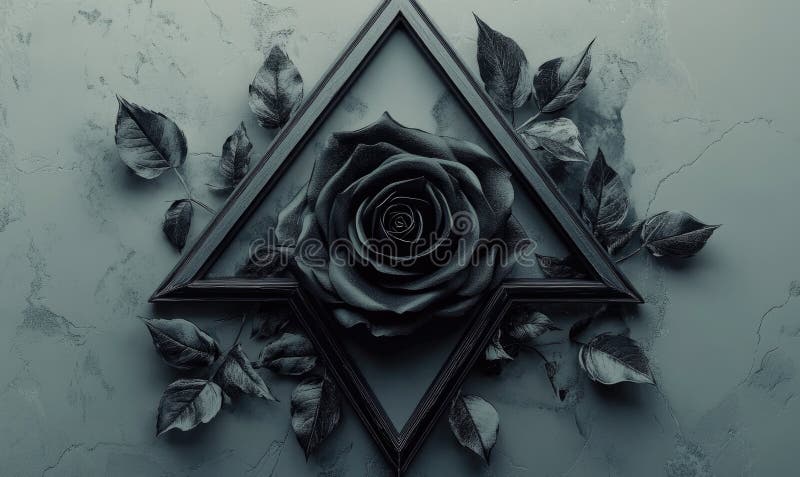 A Black Rose is in the Center of a Triangle Stock Photo - Image of ...