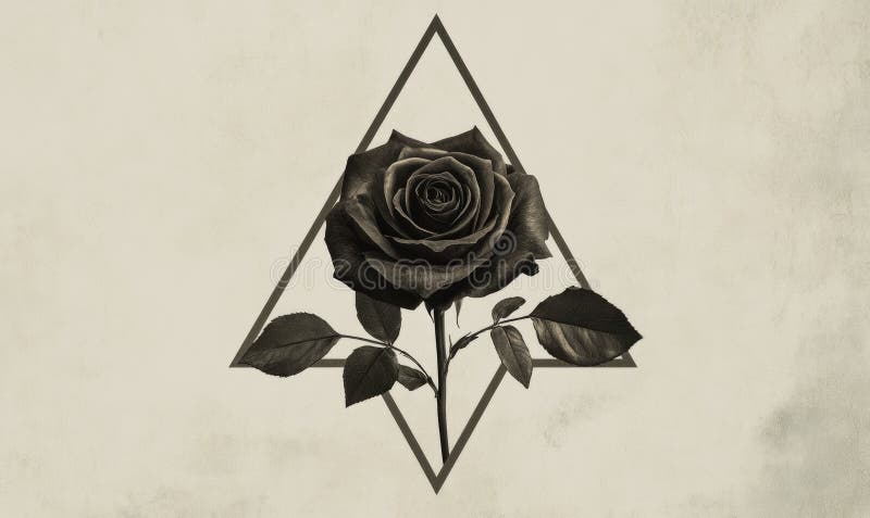 A Black Rose is in the Center of a Triangle Stock Photo - Image of ...