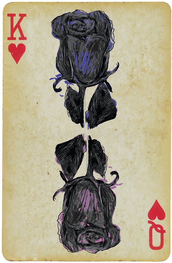 Black Rose, on a Playing Card - an Hand Drawn Vector. Stock Vector ...