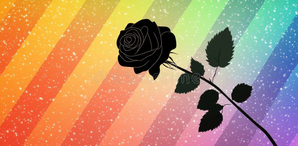 Black Rose Shadow with a Bright Aurora Backdrop Stock Photo - Image of ...