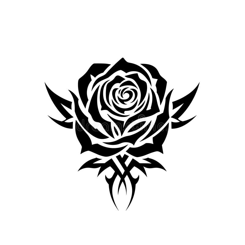 Black Rose Tattoo Design with Tribal Elements Stock Illustration ...