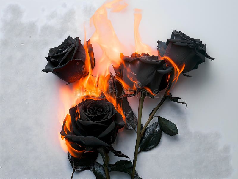 Black Roses Ablaze in Vibrant Flames, Creating a Visually Striking and ...