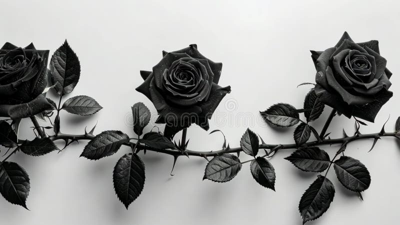 Black Roses Arranged Elegantly on a White Background for an Artistic ...