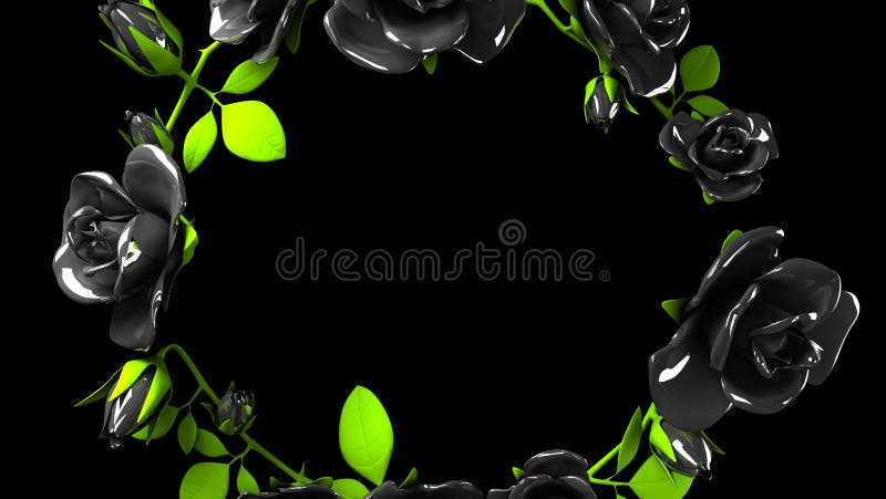 Black Roses Frame on Black Text Space Stock Illustration - Illustration ...