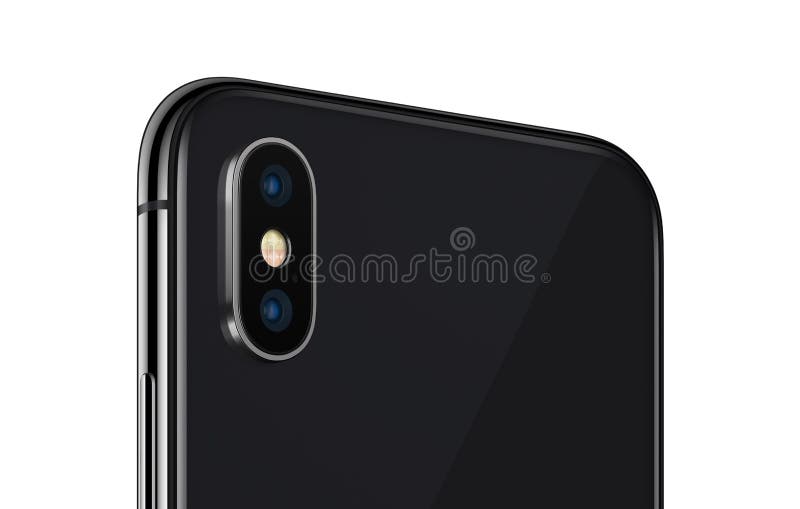 Black Rotated Smartphone Similar To IPhone X Back Side Close Up with ...