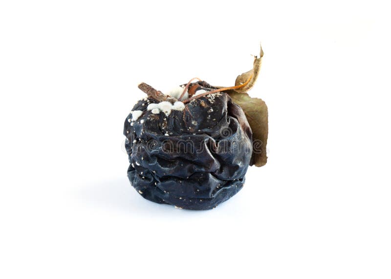 Black Rotten Apple with Mold and Mold on a White Background Stock Image ...