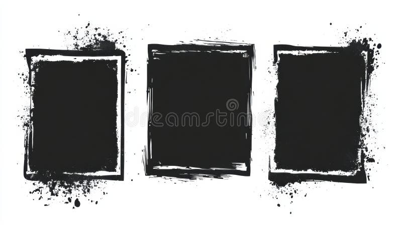 Black Rough Edge Rectangles for Creative Design and Artistic Collage ...