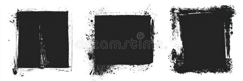 Black Rough Edge Rectangles for Grunge Design Projects and Artistic ...