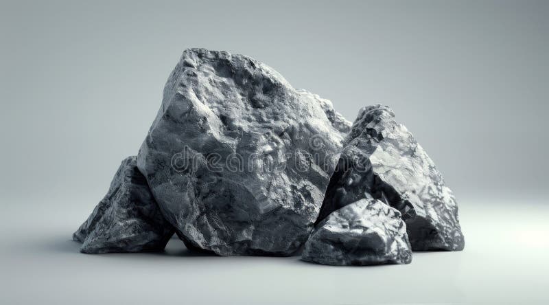 Black Rough Rocks Piled on Light Background Stock Photo - Image of ...