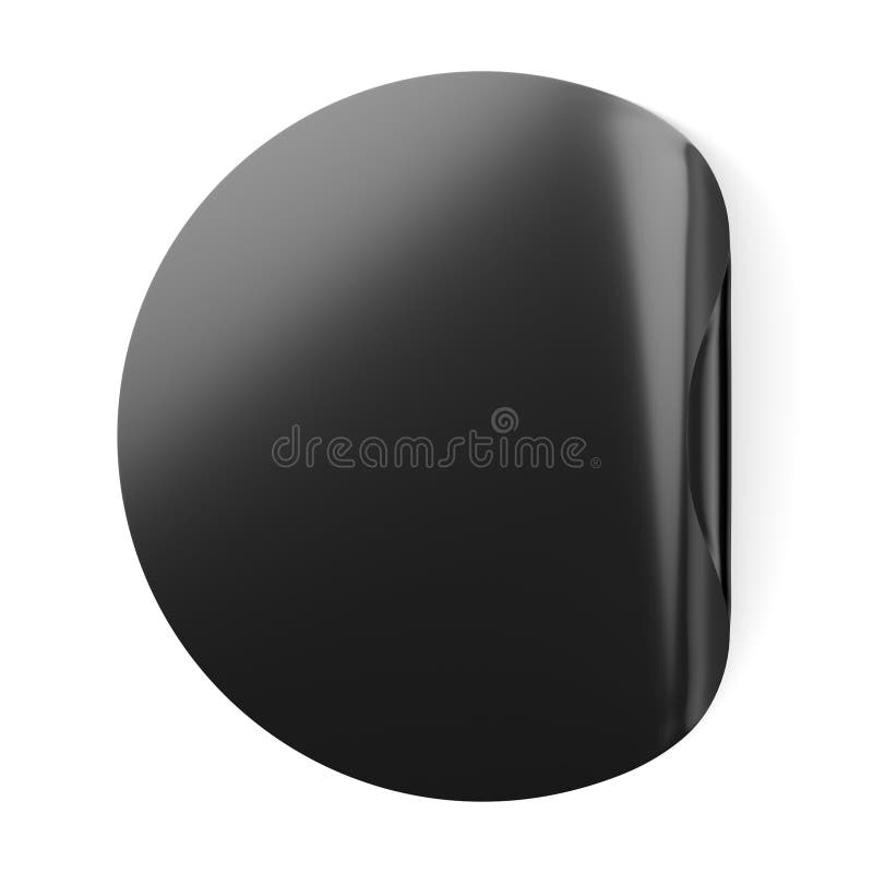 Black Round Adhesive Sticker with Curved Corner. 3D Rendering Stock ...