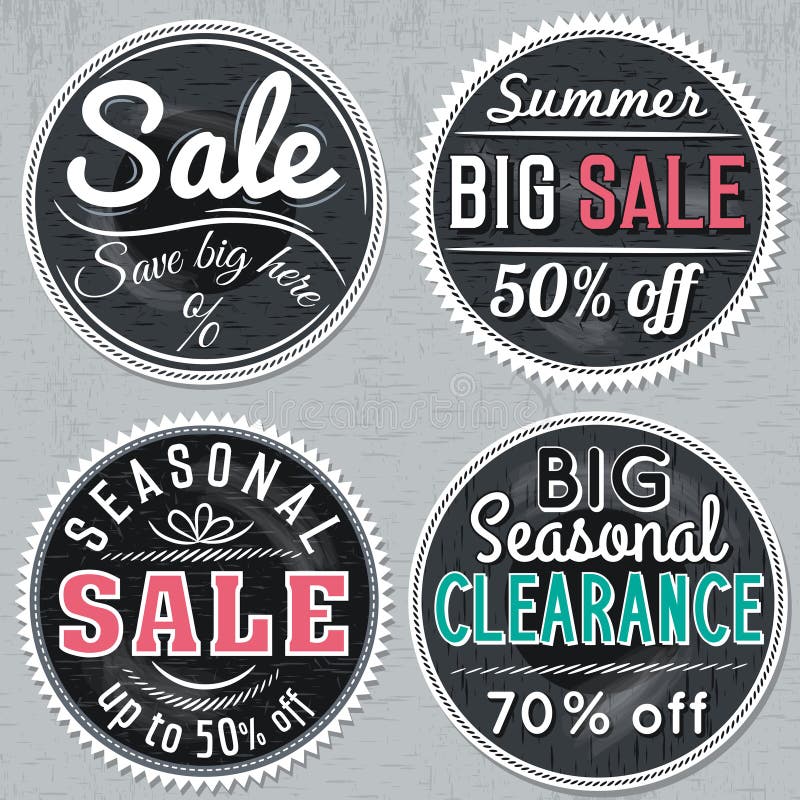 Black Round Banners with Sale Offer, Vector Stock Vector - Illustration ...