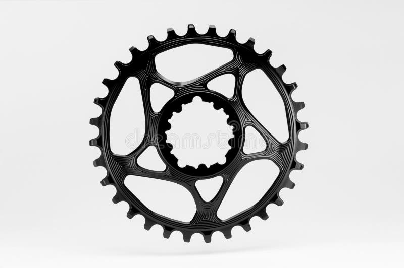 Black Round Bicycle Chainring Against White Isolated Background Stock ...