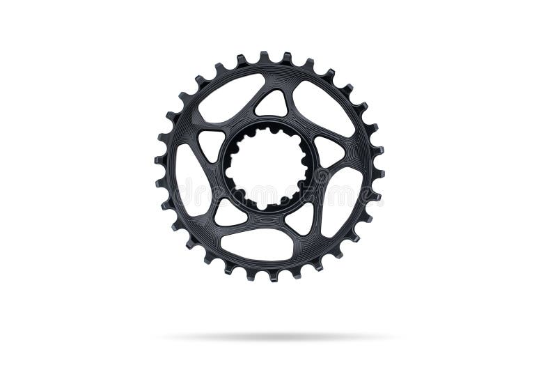 Black Round Bicycle Chainring Against White Isolated Background Stock ...