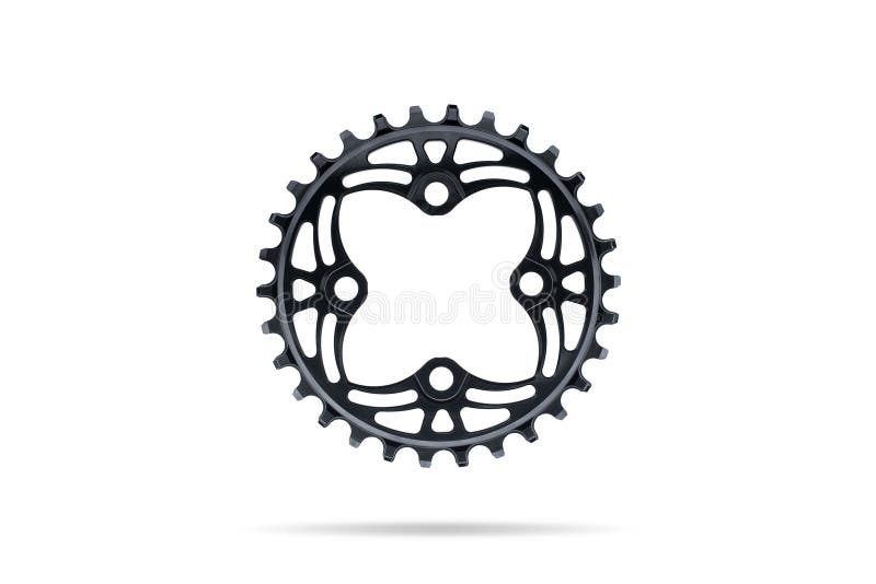 Black Round Bicycle Chainring Against White Isolated Background Stock ...