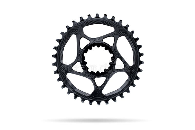 Black Round Bicycle Chainring Against White Isolated Background Stock ...