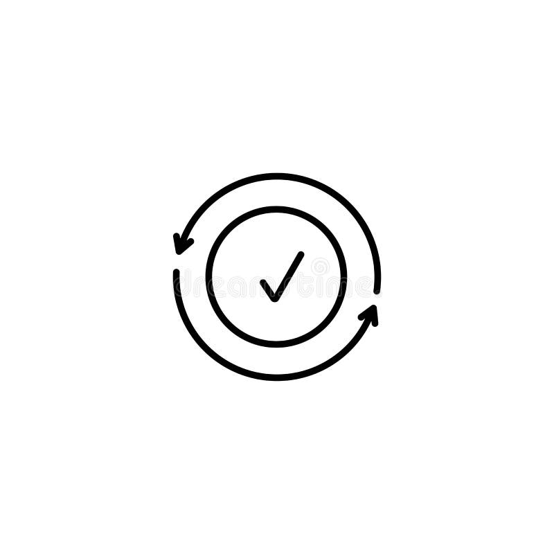 Black Round Checking Process Sync Approved Icon, Simple Turning Arrows ...