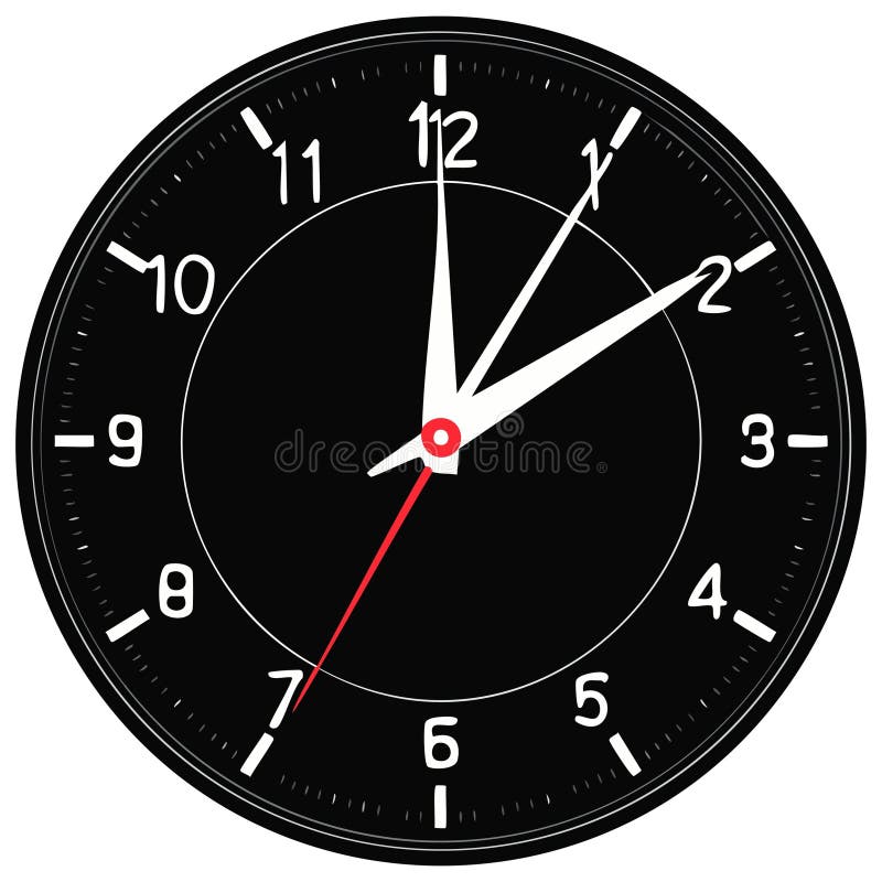 Black Round Clock Face: White Hands Showing Time, Classic Timepiece, Hour, Minute, Second, Time ...