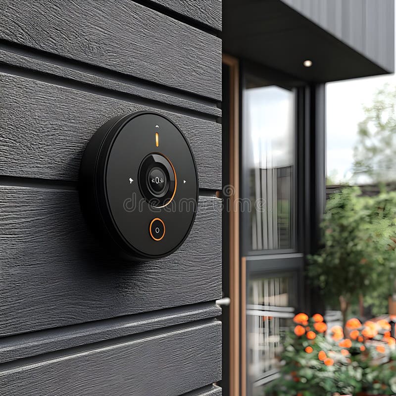 Black Round Control Panel on Gray Wall - 3D Illustration Stock ...