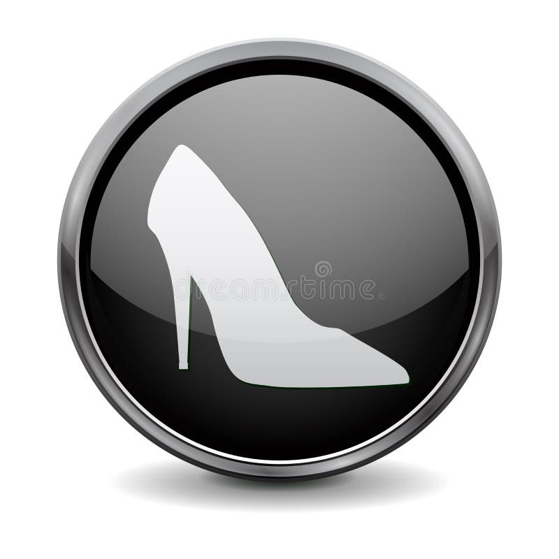 Black Round 3d Button. High Heel Shoe Sign Stock Vector - Illustration ...