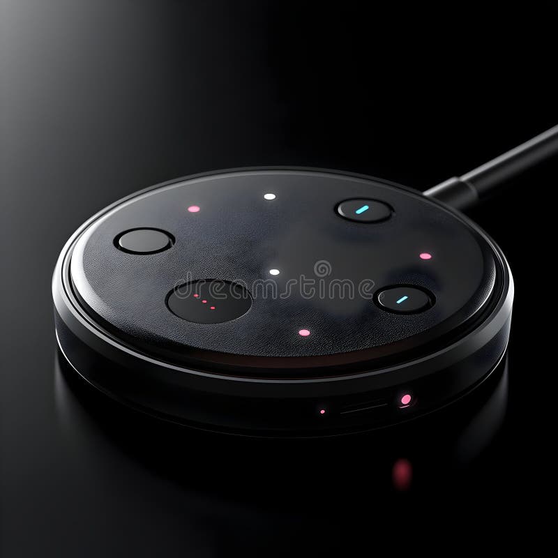 Black Round Device with Buttons and Lights 3D Render Stock Illustration ...