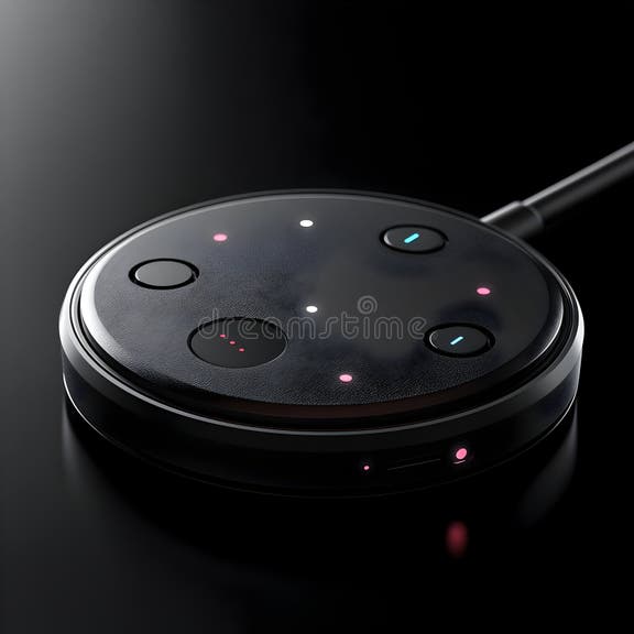 Black Round Device with Buttons and Lights 3D Render Stock Illustration ...