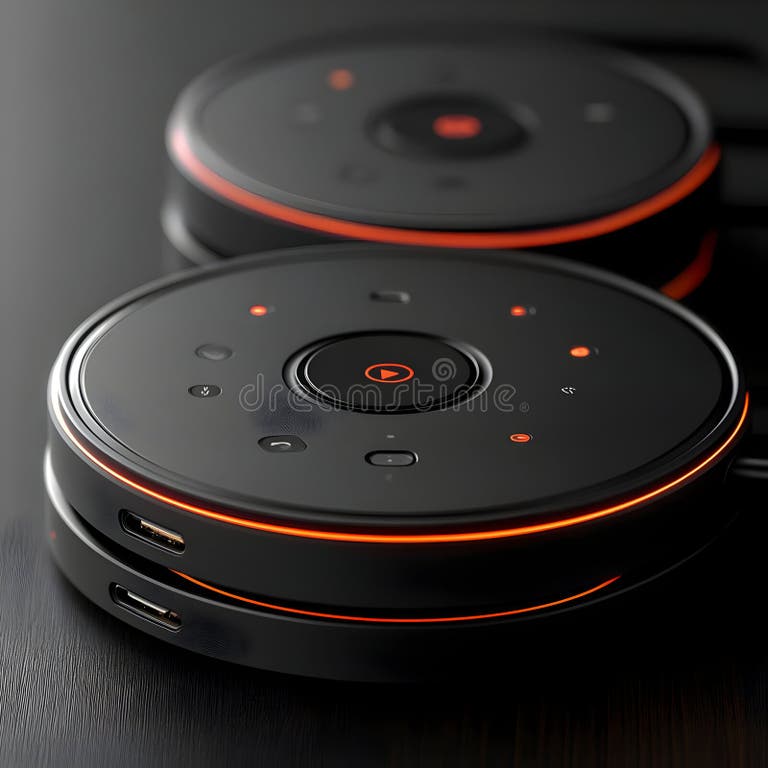 Black Round Device with Red Light Illustration Stock Illustration ...