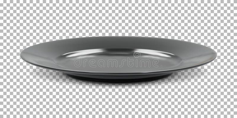 Black Round Empty Plate Side View with Transparent Shadow Stock Vector ...