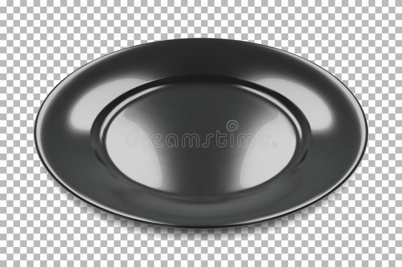 Black Round Empty Plate Side View with Transparent Shadow Stock Vector ...