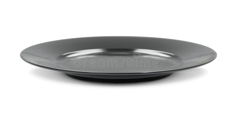 Black Round Empty Plate Side View Isolated on White Background Stock ...